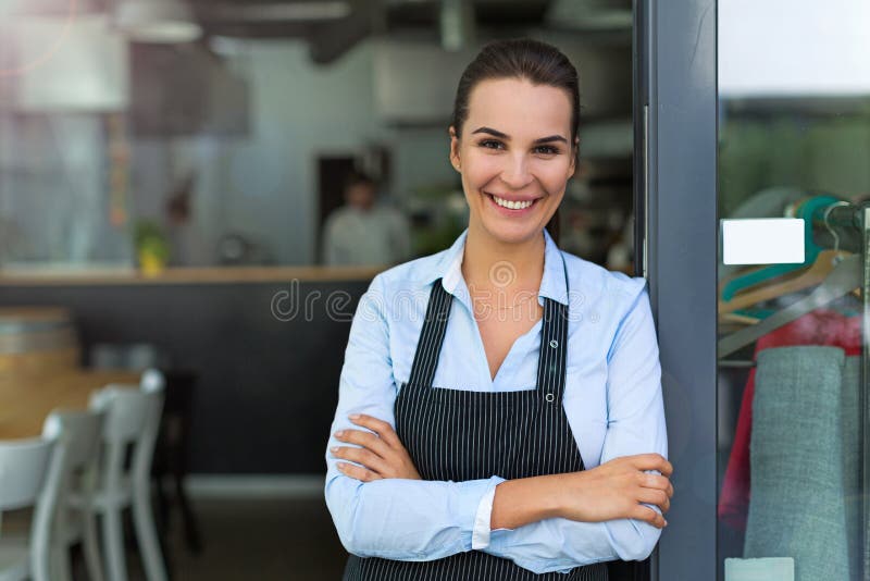 Woman working at cafe stock photo. Image of occupation - 95295824