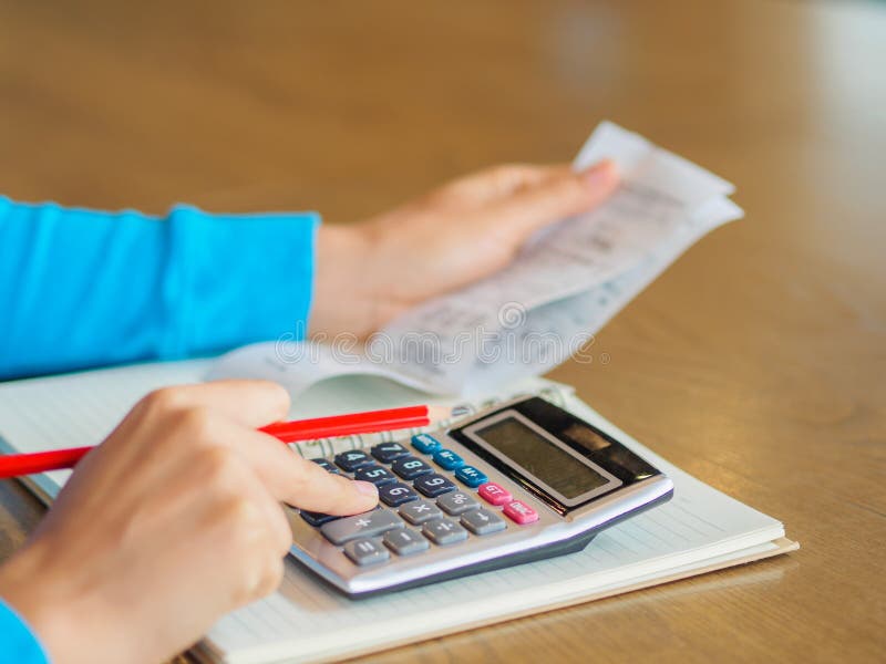 Woman Working with Calculator Stock Image - Image of corporate, balance ...