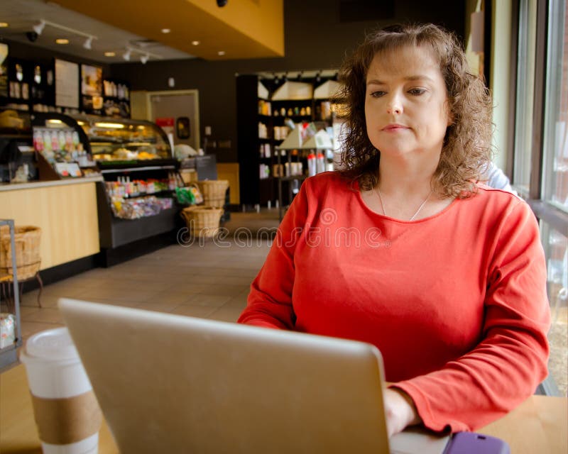 Woman Working in Coffee Shop Stock Image - Image of lady, caucasian ...
