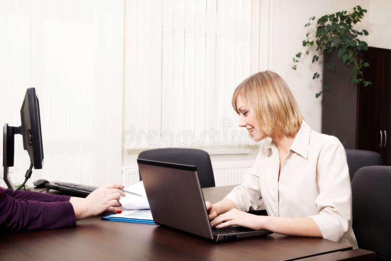 Woman Working with Computer Stock Image - Image of business, adult ...