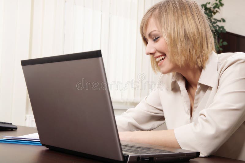 Woman Working with Computer Stock Photo - Image of people ...