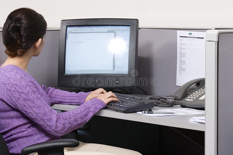 Woman working on computer stock image. Image of careful - 62560405