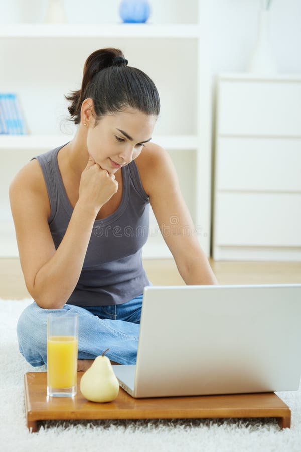 Woman working on computer stock image. Image of adult - 9493399