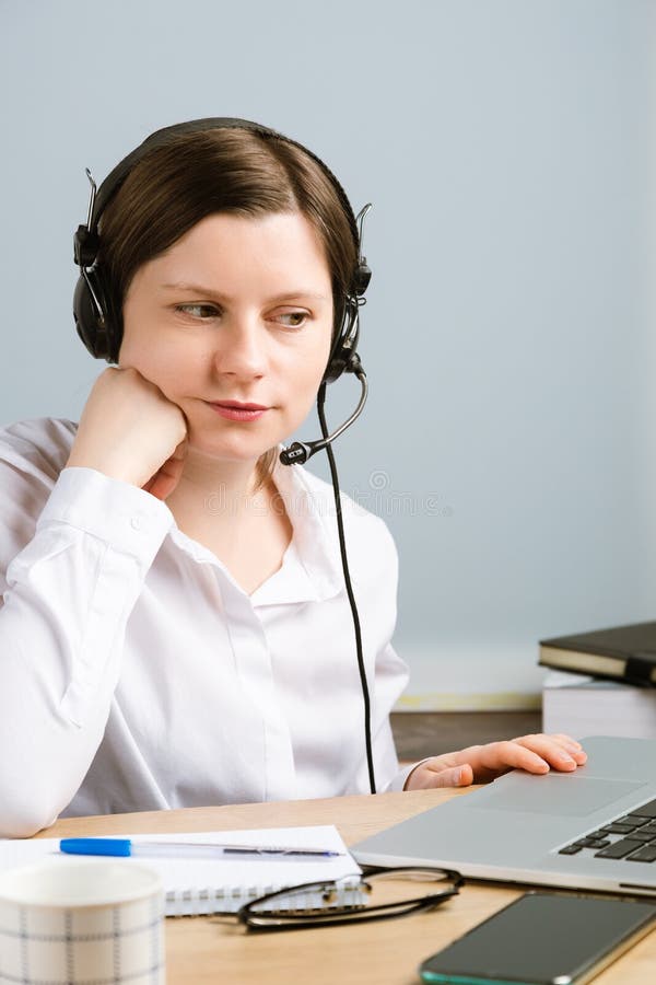 Woman Working with Computer, Get Sad Thinking Expression. Problem at ...