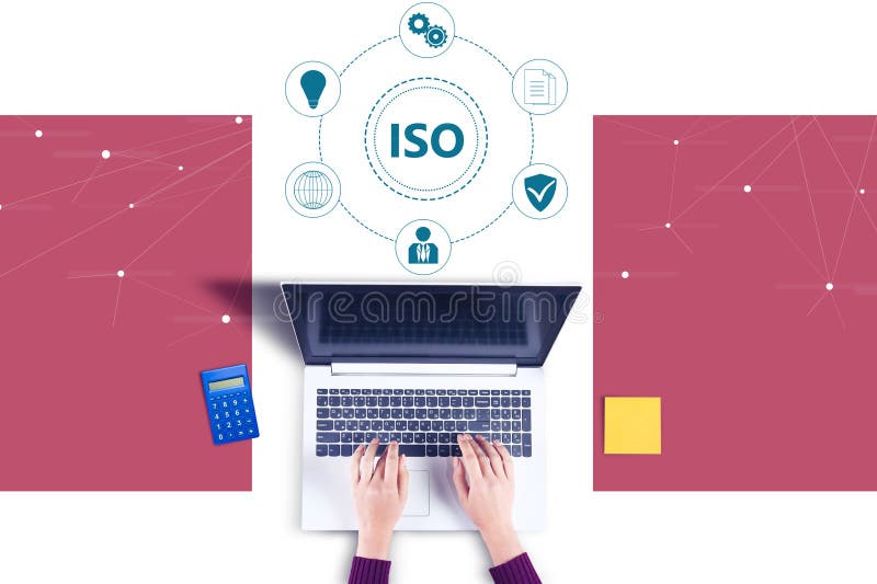 Woman Working Computer and Iso Icons Stock Photo - Image of screen ...