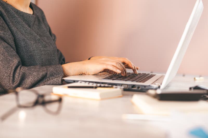 Woman Working in Computer in Office Stock Image - Image of ethnicity ...