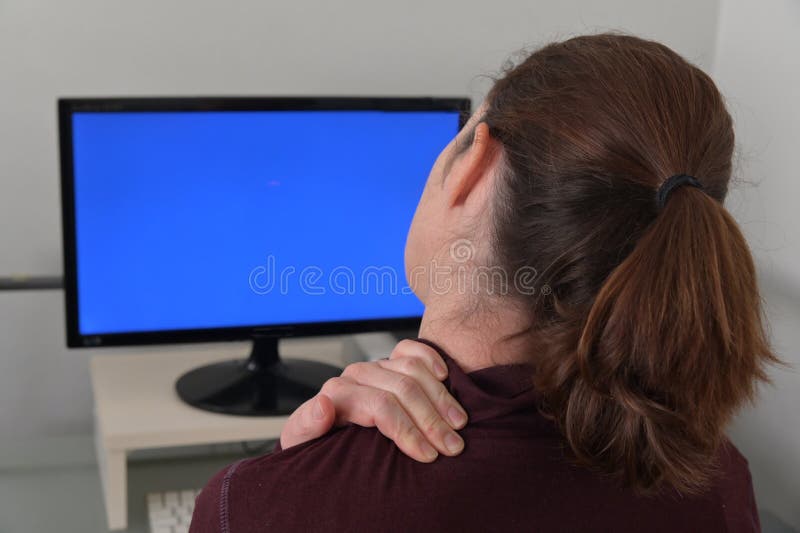 Woman Working on Computer Suffering from Back Pain Stock Photo - Image ...