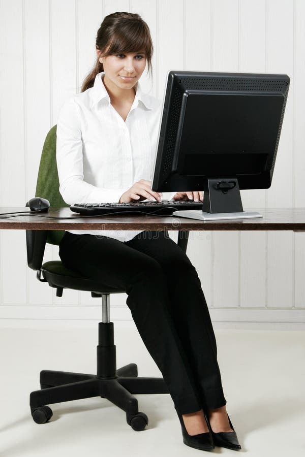 Woman Working with Computer Stock Photo - Image of friendly, pretty ...