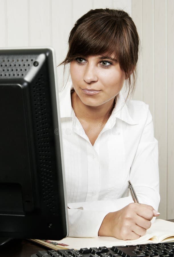 Woman Working with Computer Stock Photo - Image of support, keyboard ...