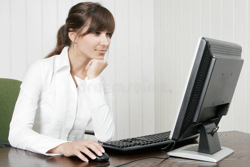Woman Working with Computer Stock Photo - Image of office, casual: 46264522
