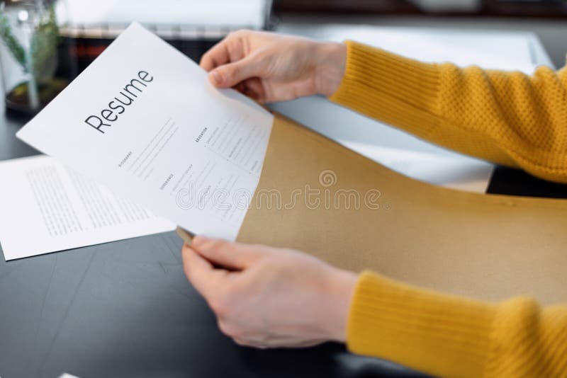 Woman Working with Cv Resume in Office Stock Photo - Image of business ...