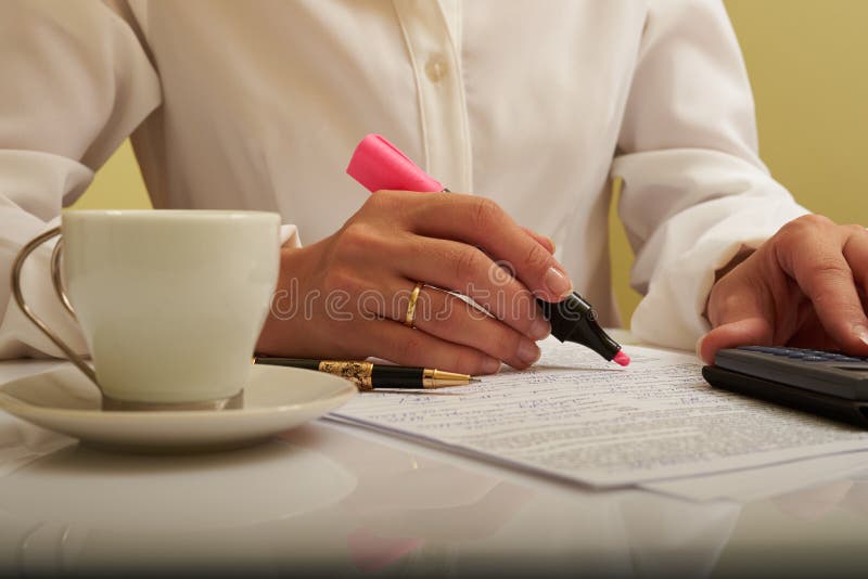 Woman Working with Documents Stock Image - Image of paper, assignment ...