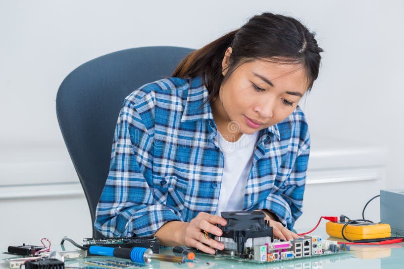 Woman Working on Electronics Components Stock Photo - Image of ...
