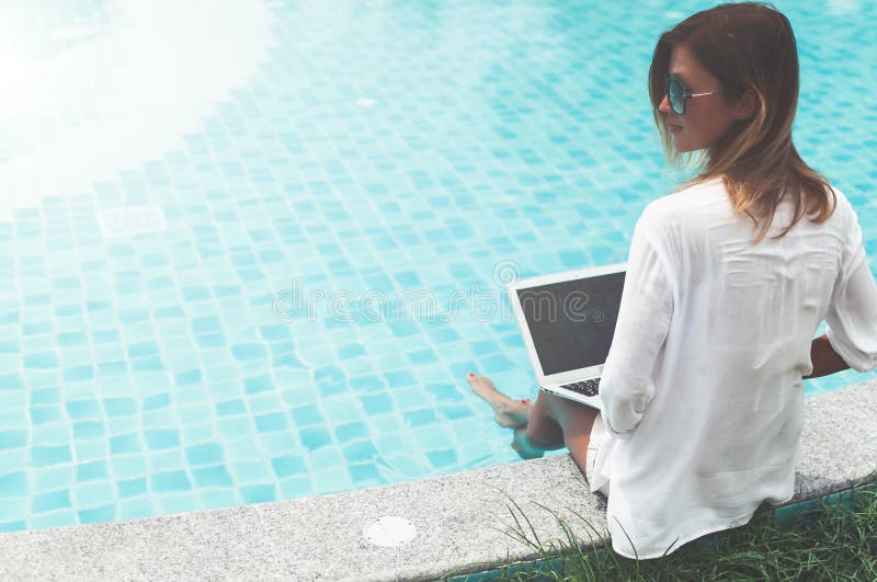 781 Poolside Laptop Work Stock Photos - Free & Royalty-Free Stock ...