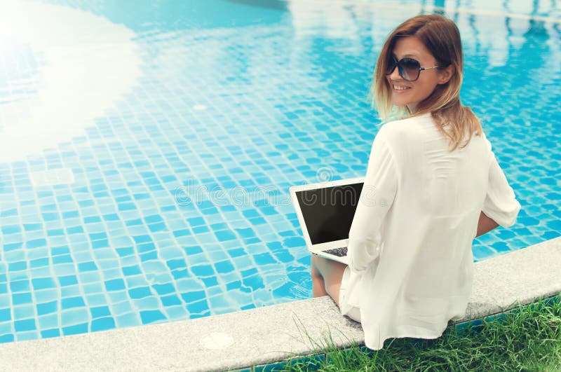 781 Poolside Laptop Work Stock Photos - Free & Royalty-Free Stock ...