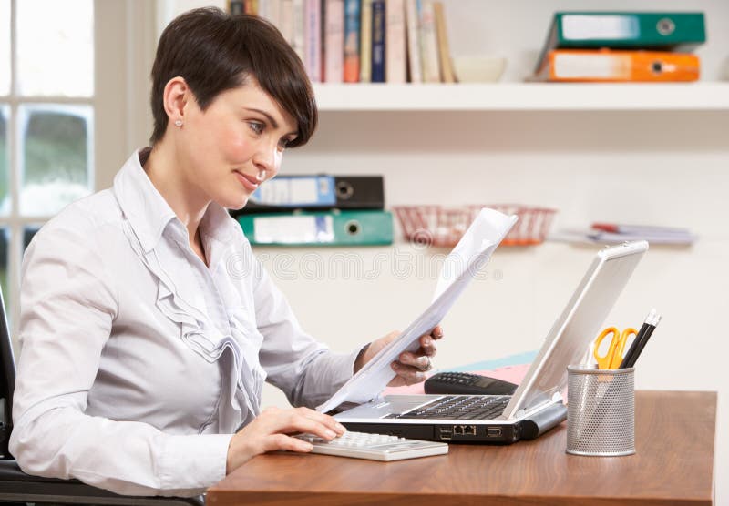 Woman Working from Home Using Laptop Stock Image - Image of pretty ...