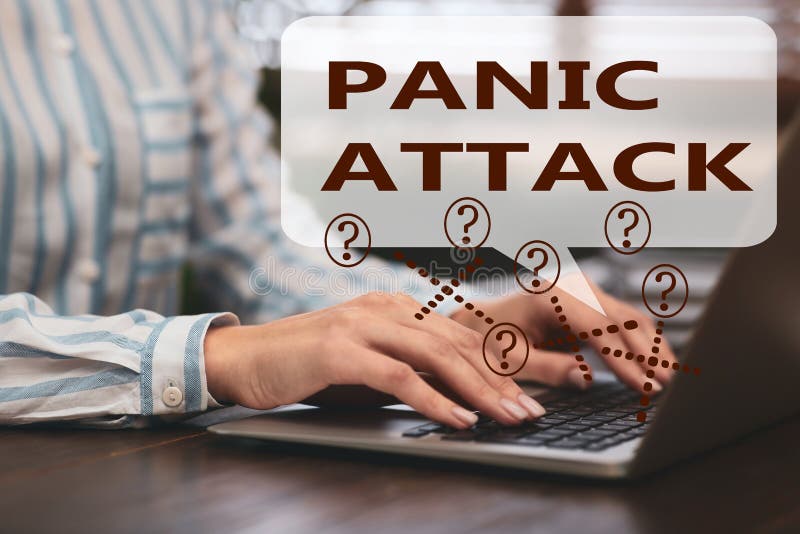 Woman Working with Laptop. Use Information Safely To Avoid Panic Attack ...