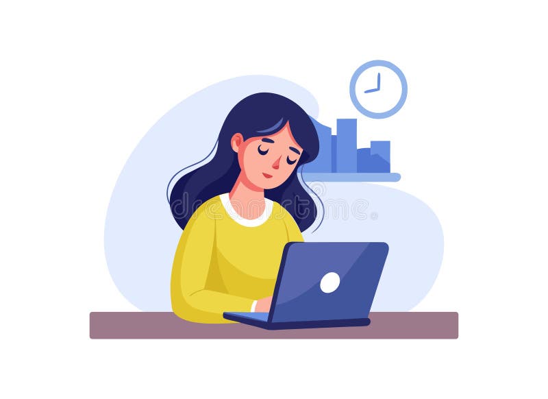 Woman Working on Laptop - Productivity and Focus in a Modern Workspace ...