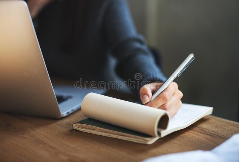 Woman Working Laptop Technology Writing Workplace Concept Stock Photo ...