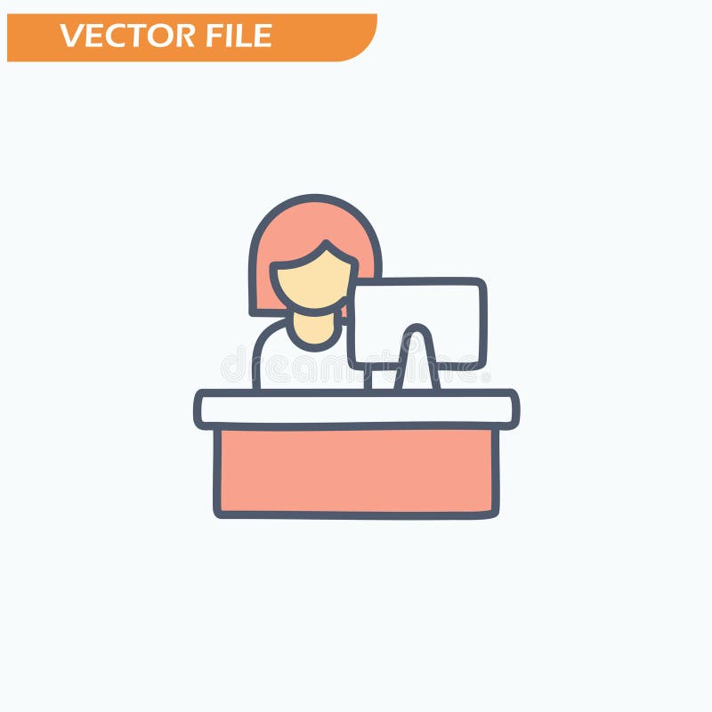 Woman Working on Laptop Vector Illustration Stock Vector - Illustration ...