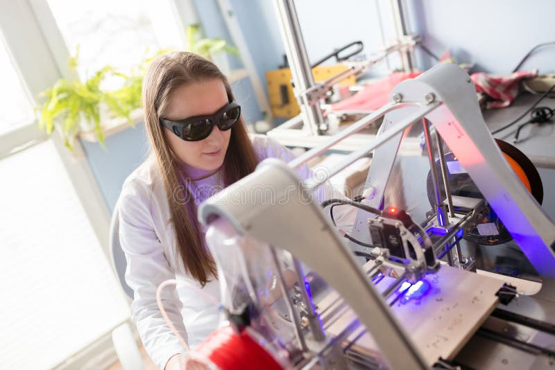 Woman Working with Laser Engraver Stock Image - Image of industry, burn ...