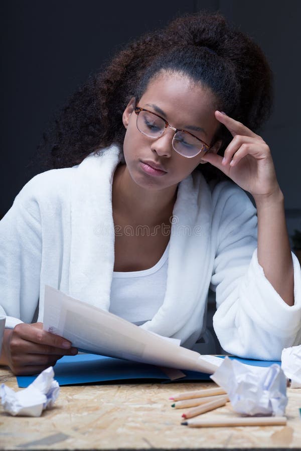 Woman working late stock image. Image of home, late, holding - 75148837