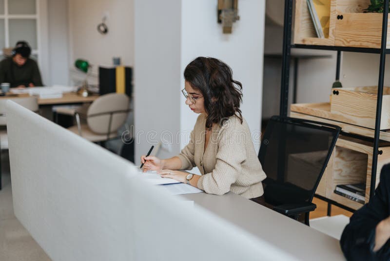 Successful Woman Discussing Project Solutions in Modern Office. Stock ...
