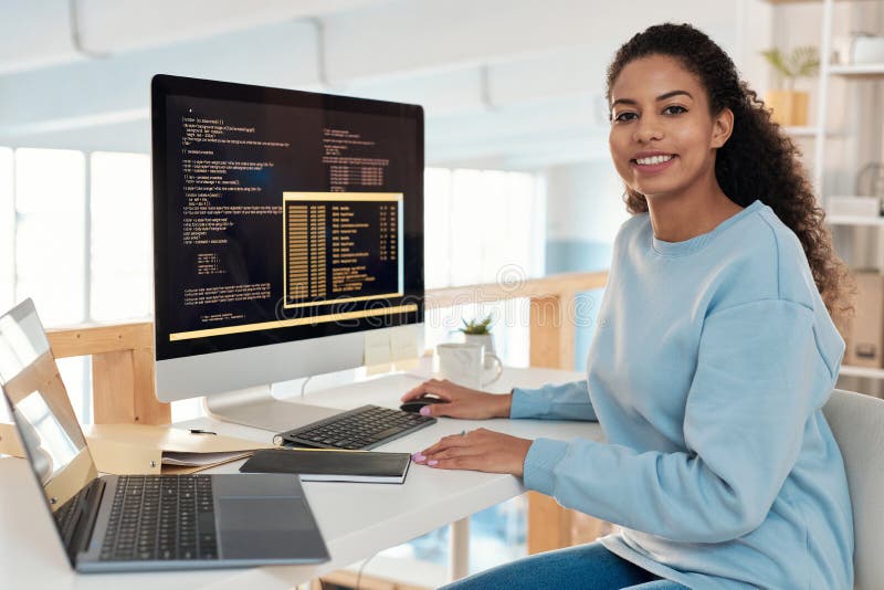 Woman Working on New Software Stock Photo - Image of program ...