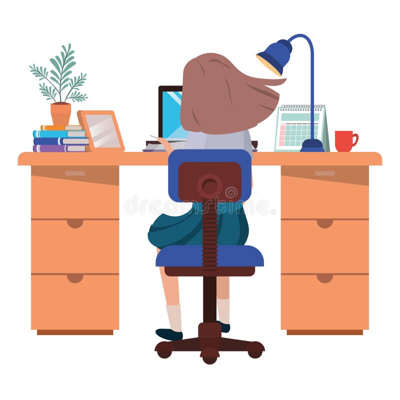 Woman Working in the Office Avatar Character Stock Vector ...