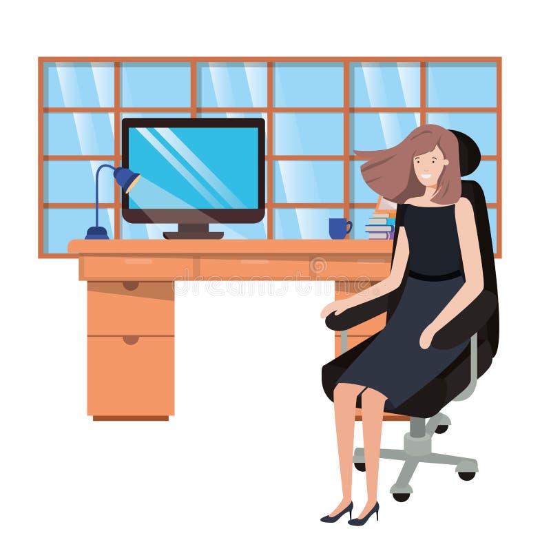 Woman Working in the Office Avatar Character Stock Vector ...