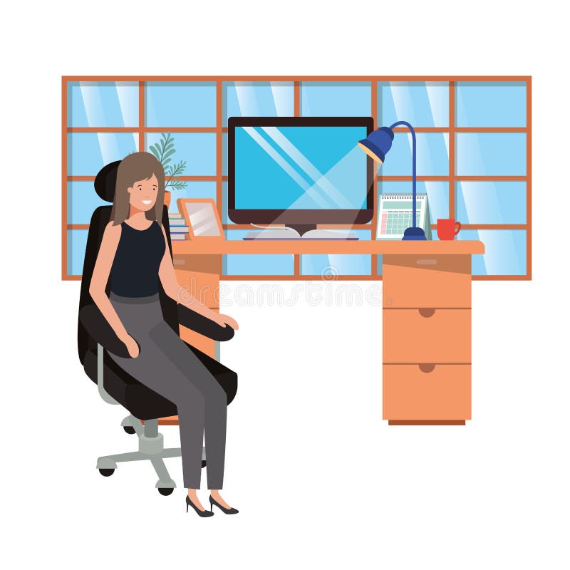 Woman Working in the Office Avatar Character Stock Vector ...