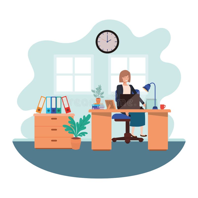 Woman Working in the Office Avatar Character Stock Vector ...