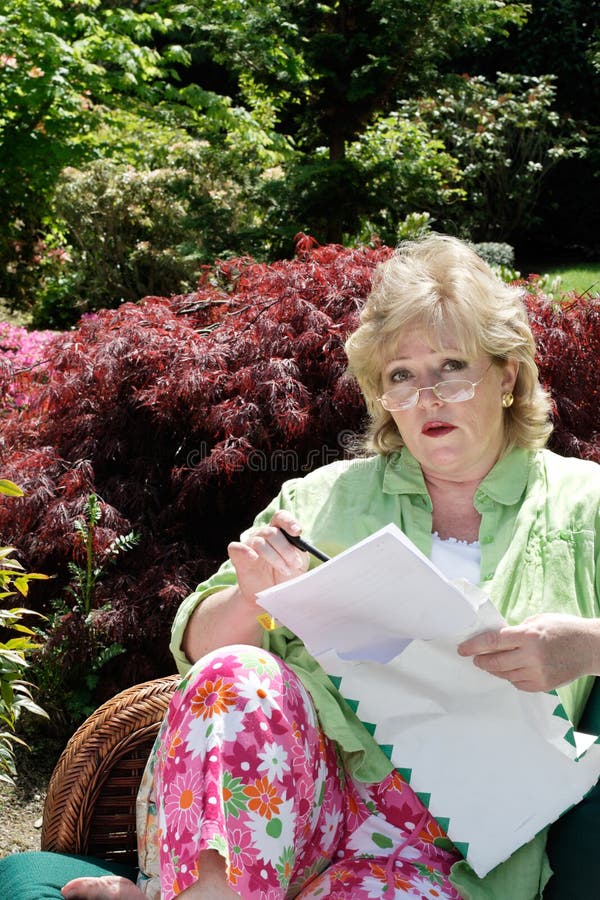 Woman working outside stock photo. Image of adult, midlife - 21600778