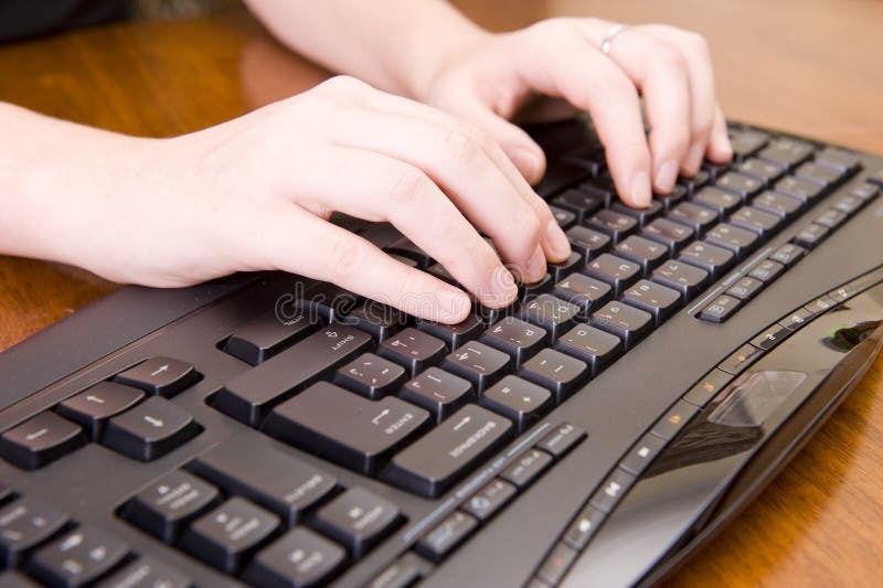 Woman Working on PC Keyboard and Mouse. Stock Photo - Image of mouse ...
