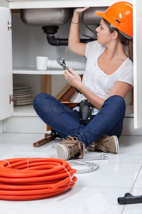 Plumbing with his tools stock photo. Image of model, funny - 74303720