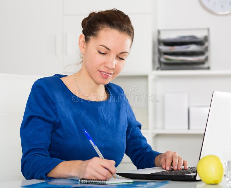 Woman working productively stock photo. Image of american - 82825802