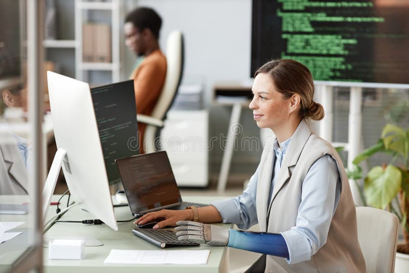 Woman Working at Research Center Stock Image - Image of project ...