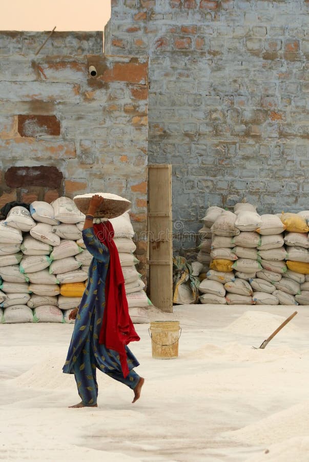 Woman Working in a Salt Factory Editorial Photography - Image of bags ...