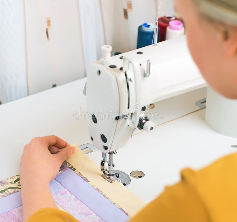 Woman Working on Sewing Machine. Stock Image - Image of dressmaker ...