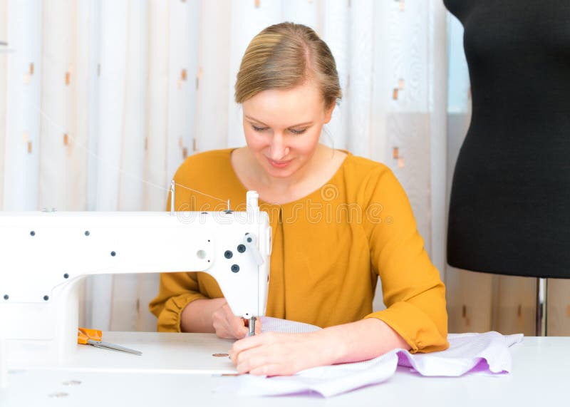 Woman Working on Sewing Machine. Stock Image - Image of manufacturing ...
