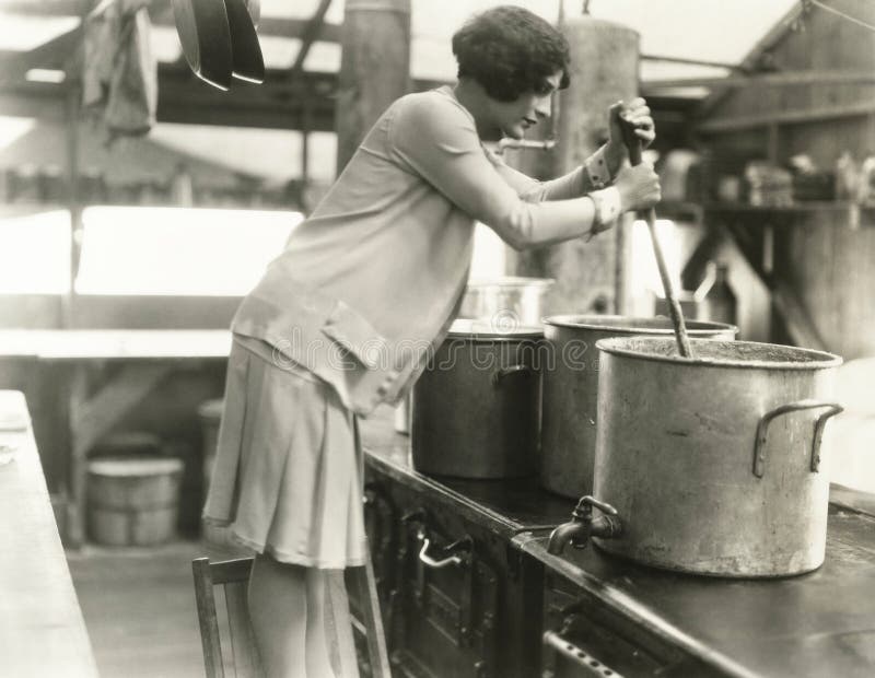 Woman Working in Soup Kitchen Stock Photo - Image of drink, mixing ...