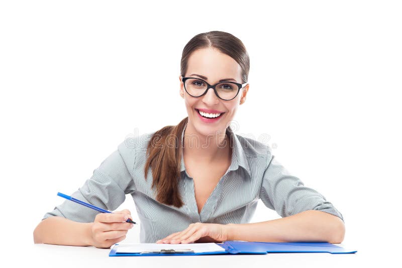 Woman working at table stock image. Image of sitting - 37228383