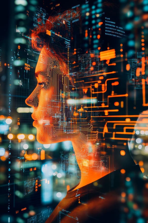 Woman Working with Touch Screen of Innovative Artificial Intelligence Interface Stock Photo ...