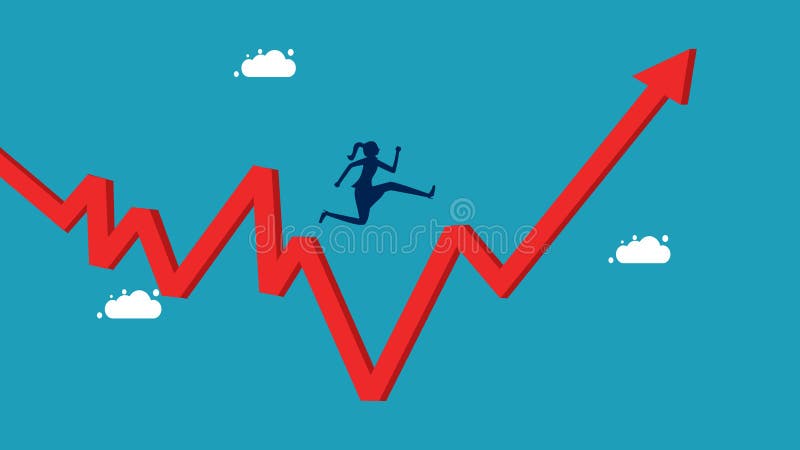 Woman Working on Unstable Graph. Live in a Crisis Stock Vector ...