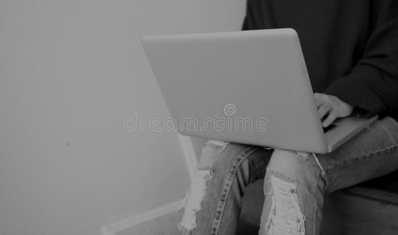 Woman Working Using Laptop Techie Stock Image - Image of techie, person ...