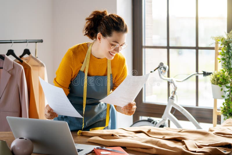 Woman is Working at Workshop Stock Photo - Image of design, happy ...