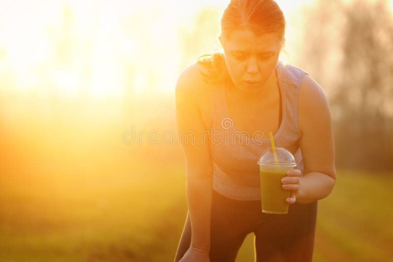 Woman after Workout. Detox Smoothie. Stock Image - Image of performance ...