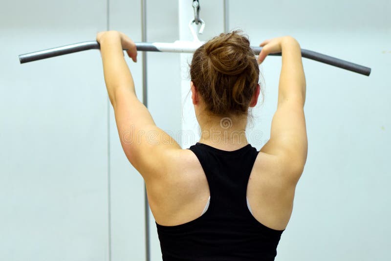 Woman Workout Her Back Muscles and Arms Stock Image - Image of beauty ...