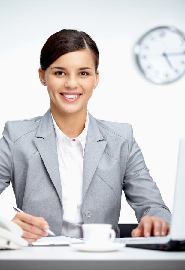 Woman at workplace stock image. Image of looking, planning - 16553687