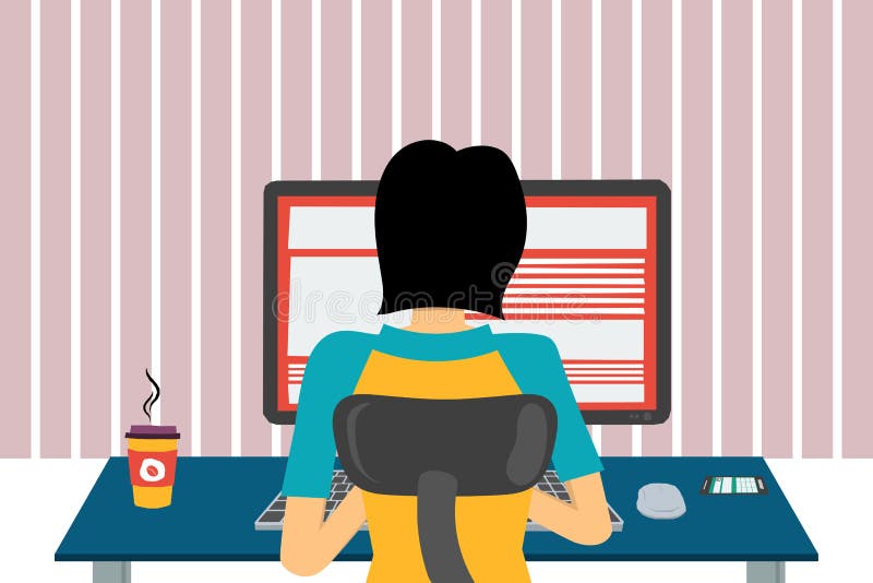 Woman Computer Programmer Stock Illustrations – 7,071 Woman Computer ...